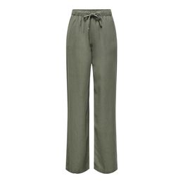 Only Damen Schlupfhose "ONLGOA MW LINEN BL PULL-UP PANT CC PNT"smokey olive, Gr. M, unifarben, Web, Obermaterial: 70% Viskose, 30% Leinen, Hosen, mit