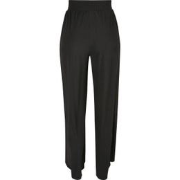 Urban Classics Damen Stoffhose "Urban Classics Damen Ladies Rib Jersey Wide Leg Pants", schwarz, Gr. XL, unifarben, 95% Polyester, 5% Elasthan, Hosen