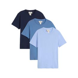 bonprix Herren T-Shirt "T-Shirt (3er Pack)"jeansblau, dunkelblau, perlblau, Gr. 56, Obermaterial: 100% Baumwolle, Shirts, bequemer Regular Fit,