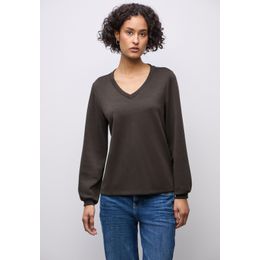 Street One Damen Sweatshirtdeep roast braun, Gr. 34, unifarben, Sweatware, Obermaterial: 46% Modal, 46% Polyester, 8% Elasthan, Sweatshirts, mit