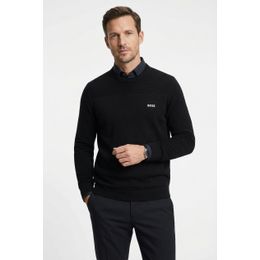 BOSS Green Herren Strickpullover "KN Momentum-X CN", schwarz, Gr. S, unifarben, Strick, Obermaterial: 48% Polyester, 39% Schurwolle, 11% Polyamid, 2%