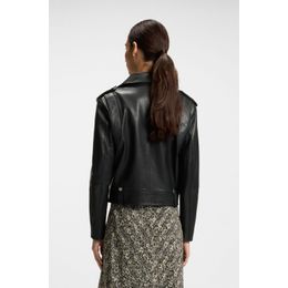 BOSS Orange Damen Lederjacke "Sandy Premium Damenmode", schwarz, Gr. 34, unifarben, Obermaterial: 100% B&uuml;ffelleder, Jacken, mit genarbter Struktur