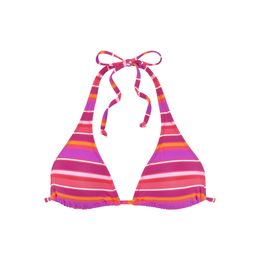 s.Oliver Damen Triangel-Bikini-Top "Fun", pink, Gr. 36, gestreift, Recycling-Polyamid, Bikini-Oberteile, im trendigen Streifen-Design