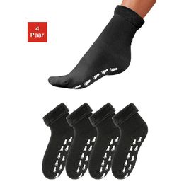 GO IN Damen GO IN ABS-Socken Packung, 4 Paar tlg. mit Antirutschsohle und Vollfrottee schwarz 39-42