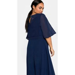 sheego Damen Abendkleid "Abendkleid", blau, Gr. 46, unifarben, Chiffon, 100% Polyester, Kleider