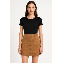 Only Damen Lederimitatrock "ONLGISELLE FAUX SUEDE SKIRT OTW ZL", braun, Gr. XS, unifarben, Web, Obermaterial: 90% Polyester, 10% Elasthan, R&ouml;cke