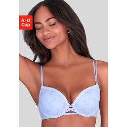 Vivance Damen Push-up-BH "Thea", Gr. 85hellblau, Netz, Obermaterial: 56% Polyester, 38% Polyamid, 6% Elasthan, BHs, mit Blumen aus feiner