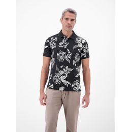 Lerros Herren Poloshirt, schwarz, Gr. L, bedruckt, gebl&uuml;mt, Piqu&eacute;, Obermaterial: 100% Baumwolle, Shirts, Kurzarm mit floralem Allover-Print