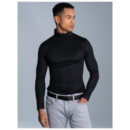 TRIGEMA Herren Rollkragenshirt "TRIGEMA Rollkragenshirt", schwarz, Basic, Gr. XS, Feinstrick, 95% Baumwolle, 5% Elastan, Shirts