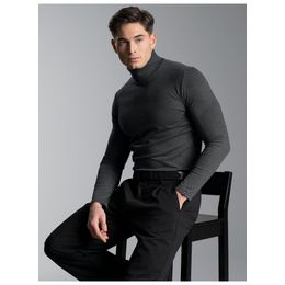 TRIGEMA Herren Rollkragenshirt "TRIGEMA Rollkragenshirt", grau, Basic, Gr. XL, Feinstrick, 95% Baumwolle, 5% Elastan, Shirts