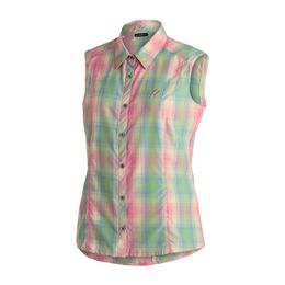 Maier Sports Damen Funktionsbluse "Paloma"canary, Gr. 40, 85% Polyester, 15% Viskose, Blusen, Karierte, &auml;rmellose Bluse f&uuml;r Wandern, Reisen und