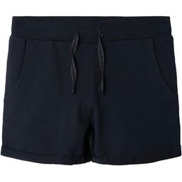 name it M&auml;dchen Sweatshorts "NKFVOLTA SWE SHORTS UNB"schwarz sapphire, Gr. 128, unifarben, angeraute Sweatware, Obermaterial: 95% Baumwolle, 5%