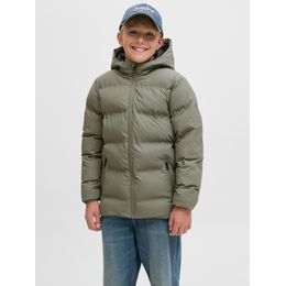 Jack & Jones Jungen Steppjacke "JJELEMENTS PU PUFFER JNR", gr&uuml;n, Gr. 140, JACK & JONES JUNIOR, unifarben, Web, Obermaterial: 100% Polyester, Jacken