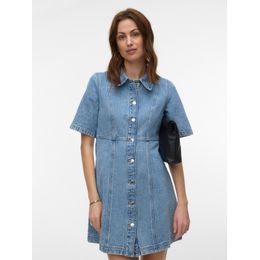 V&eacute;ro Moda Jeanskleid VERO MODA "VMDAISY 2/4 SHORT DENIM DRESS NOOS", Damen, Gr. S, N-Gr, light blau denim, Denim/Jeans, Obermaterial: 100% Baumwolle, unifarben, kurz, Kleider, Baumwolle