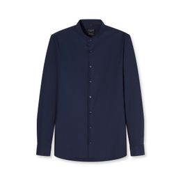 Businesshemd OLYMP "OLYMP No. Six 24/Seven, super slim, Stehkragen", Herren, Gr. 38, Normaler Arm, marine, 64% Baumwolle, 27% Polyester, 9% Elasthan, Hemden