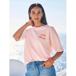 Sweatshirt Heine, Damen, Gr. 38, rosa (hellros&eacute;), 82% Baumwolle, 18% Polyester, unifarben, Rundhals, Sweatshirts Sweatshirt