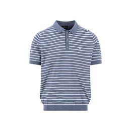 Fynch-Hatton Herren Poloshirt, blau, Gr. 4XL, gestreift, Web, Obermaterial: 88% Baumwolle, 12% Leinen, Shirts, mit Logo Stickerei