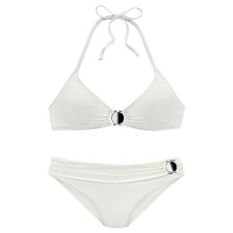 JETTE Damen Triangel-Bikini, wei&szlig;, Gr. 32, unifarben, Microfaser, Microfaser, Polyamid, Bikini-Sets, mit Zier-Accessoires