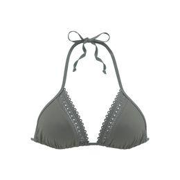 s.Oliver Damen Triangel-Bikini-Top "Aiko", gr&uuml;n, Gr. 36, unifarben, Microfaser, Microfaser, Polyamid, Bikini-Oberteile, mit H&auml;keloptik