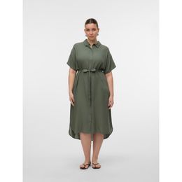 Vero Moda Curve Damen Hemdblusenkleid &raquo;VMBUMPY SS SHIRT DRESS WVN GA CUR&laquo; Sommerkleid gr&uuml;n 48, N-Gr