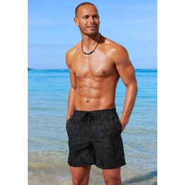 Chiemsee Herren Badeshorts "Geraldo", schwarz, Gr. L, bedruckt, Microfaser, Microfaser, Badehosen, mit tropischen Muster