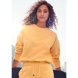 Buffalo Damen Sweater, Gr. 32, orange, Sweatware, Obermaterial: 60% Baumwolle, 40% Polyester, bedruckt, unifarben, Sweatshirts, mit toller Stickerei