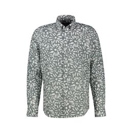 Lerros Herren Leinenhemd "Langarmhemd mit floralem Print aus Mischgewebe"storm grau, Gr. XXXL, 55% Leinen, 45% Baumwolle, Hemden