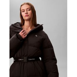Damen Steppmantel "BELTED MIDWEIGHT LONG PUFFER", schwarz, Gr. XL, Calvin Klein Jeans, unifarben, Web, Obermaterial: 100% Polyamid, M&auml;ntel, Mit