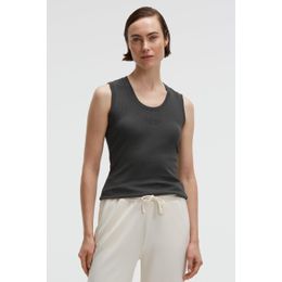 Tanktop SENSES.THE LABEL, Damen, Gr. L, grau, Feinripp, Material: 96% Baumwolle, 4% Elasthan, bedruckt, slim fit normal, Rundhals, Tops Tanktop, mit Baumwolle