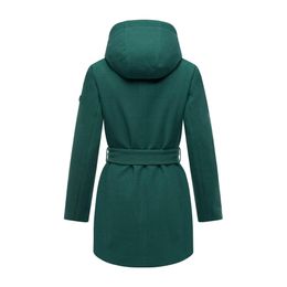 Marikoo Damen Kurzmantel "Katalinaa", gr&uuml;n, Gr. L, 90% Polyester, 10% Viskose, M&auml;ntel, Eleganter Wickel Mantel mit Tailleng&uuml;rtel und Oversized Hood