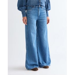 Wrangler Damen Schlagjeans "W-CANYO", blau, Gr. 32, Denim/Jeans, Obermaterial: 60% Baumwolle, 40% Lyocell, Jeans, Bequeme Loose fit