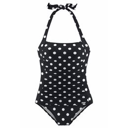 Lascana Damen Badeanzug, schwarz-wei&szlig;, Gr. 38, bedruckt, gepunktet, Polyamid, Badeanz&uuml;ge, im Punkte-Design mit Shaping-Effekt