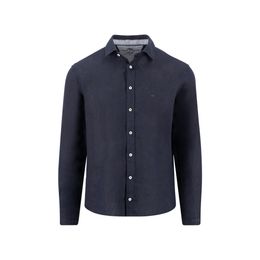 Fynch-Hatton Herren Leinenhemd, blau, Gr. S, unifarben, Web, Obermaterial: 100% Leinen, Hemden, mit Logo Stickerei