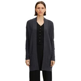Tom Tailor Damen Tom Tailor Longstrickjacke aus Rippstrick mit aufgesetzten Taschen grau S (36)