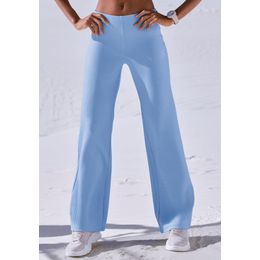Lascana Damen Sporthose, blau, Gr. S, unifarben, Trikot, Obermaterial: 67% Polyester, 28% Modal, 5% Elasthan, Hosen, Seamless-Sporthose aus