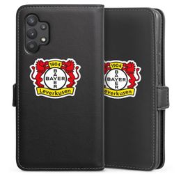 DeinDesign Galaxy A32 4G Handy Klapph&uuml;lle Handyh&uuml;lle aus Kunst Leder schwarz Flip Case Logo Bayer 04 Leverkusen Official Licensed Product Sideflip mit Lasche