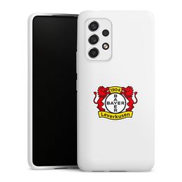 DeinDesign Galaxy A53 5G Handy Silikon H&uuml;lle Case wei&szlig; Handyh&uuml;lle Bayer 04 Leverkusen Official Licensed Product Logo Silikon Case