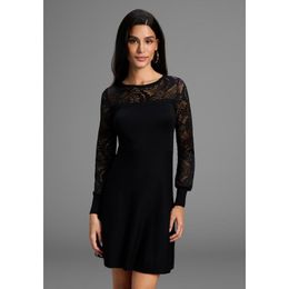 Melrose Damen Strickkleid Mini-L&auml;nge, f&uuml;r besondere Anl&auml;sse, mit Spitzeneinsatz schwarz 40, N-Gr