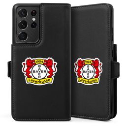 DeinDesign Galaxy S21 Ultra 5G Handy Klapph&uuml;lle Handyh&uuml;lle aus Kunst Leder schwarz Flip Case Logo Bayer 04 Leverkusen Official Licensed Product Sideflip mit 