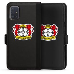 DeinDesign Galaxy A51 Handy Klapph&uuml;lle Handyh&uuml;lle aus Kunst Leder schwarz Flip Case Logo Bayer 04 Leverkusen Official Licensed Product Sideflip mit Lasche