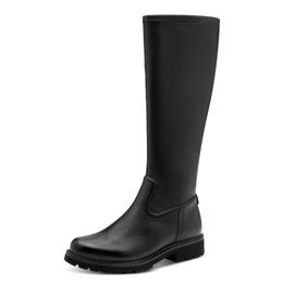 Tamaris Damen Stiefel, Gr. 37schwarz, Lederimitat, unifarben, Schuhe, Blockabsatz, Langschaftstiefel mit Touch It-Ausstattung