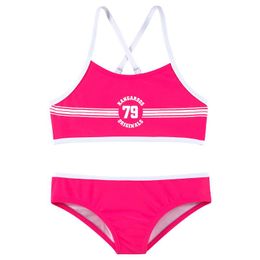 Kangaroos M&auml;dchen Kangaroos Bustier-Bikini &raquo;Sporty&laquo; mit sportlichem Frontdruck pink 134/140, N-Gr