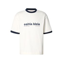 Calvin Klein Jeans T-Shirt Herren Gr&ouml;&szlig;e M hellbeige / dunkelblau