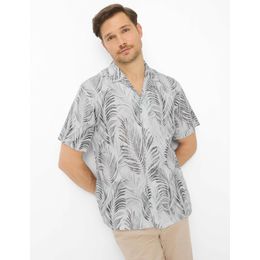 Brax Herren Kurzarmhemd "Style LEO", grau, Gr. M, Web, 100% Leinen, Hemden
