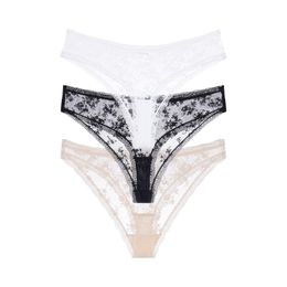 Dorina Damen Brasilslip &raquo;Lana Essential Lace&laquo; 3er Pack, mit Spitze, leicht transparent, bequem, weich L