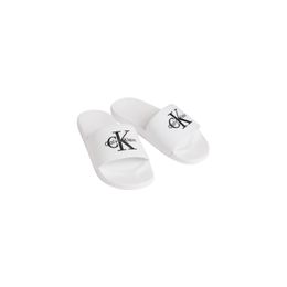 Calvin Klein Damen Pantolette "ESS SLIDE CV WN", Gr. 40, wei&szlig;, Textil, Basic, Schuhe, Sommerschuh, Poolslides, Pantolette, Strandschuh mit