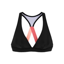 active by Lascana LASCANA ACTIVE Damen Triangel-Bikini-Top "Janni", schwarz, Gr. 42, kontrastfarbene Details, unifarben, Recycling-Polyamid, Bikini-Oberteile, mit
