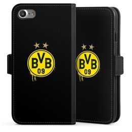 DeinDesign iPhone SE (2022) Handy Klapph&uuml;lle Handyh&uuml;lle aus Kunst Leder schwarz Flip Case Star Borussia Dortmund Bvb Sideflip mit Lasche