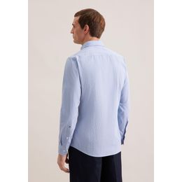 Seidensticker Herren Businesshemd, blau, Gr. 39, kariert, 100% Baumwolle, Hemden, Slim 1/1 Button-Down-Kragen Karo