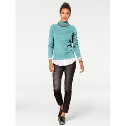 Linea Tesini HEINE Damen Rollkragenpullover "Rollkragen-Pullover", blau, Gr. 38, unifarben, 100% Baumwolle, Pullover